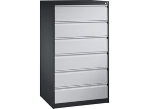 4025314221855 - Karteikartenschrank ACURADO 3-bahnig 6 Schübe schwarzgrau   weißaluminium