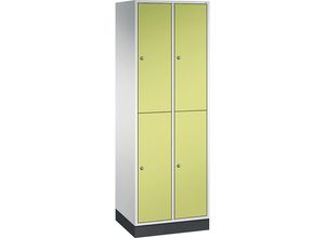 4051803720172 - INTRO doppelstöckiger Stahl-Garderobenschrank BxT 620 x 500 mm 4 Fächer Korpus lichtgrau Türen viridingrün