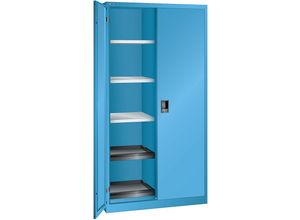 4047417506677 - LISTA Flügeltürenschrank HxBxT 1950 x 1000 x 580 mm Leergehäuse mit 10 Fachböden lichtblau