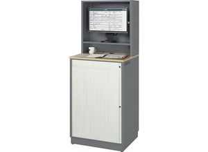 4040376855251 - Computer-Arbeitsplatz HxBxT 1810 x 720 x 660 mm mit Monitorgehäuse anthrazit-metallic   enzianblau