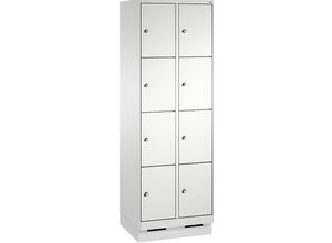 4053597484353 - EVOLO Fächerschrank mit Sockel 2 Abteile je 4 Fächer Abteilbreite 300 mm lichtgrau   lichtgrau