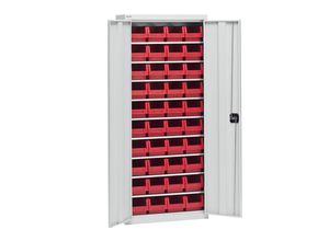 4061753277428 - eurokraft pro Materialschrank mit Lagerkästen Höhe 1575 mm 9 Fachböden lichtgrau