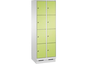 4056211573280 - EVOLO Fächerschrank mit Sockel 2 Abteile je 4 Fächer Abteilbreite 300 mm lichtgrau   viridingrün