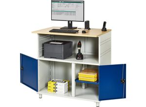 4040376818584 - Computer-Station Typ 1023 Arbeitsplatte Unterschrank bis 200 kg B 1100 x T 790 x H 1130 mm Stahl Holz stationär