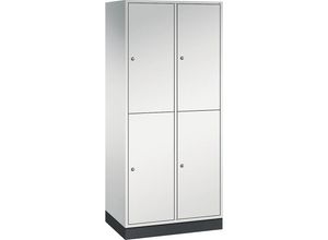 4050646095911 - INTRO doppelstöckiger Stahl-Garderobenschrank BxT 820 x 500 mm 4 Fächer Korpus lichtgrau Türen lichtgrau