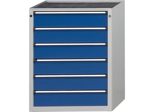 4014641403836 - Schubladenschrank ohne Platte Breite 760 mm 6 Schubladen à 150 mm Front enzianblau ANKE