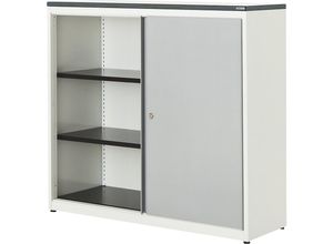 4250633329474 - mauser Schiebetürenschrank HxBxT 1180 x 1200 x 432 mm Kunststoffplatte 2 Fachböden reinweiß   weißaluminium   weiß