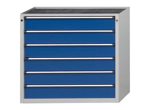 4014641404123 - Schubladenschrank ohne Platte Breite 1060 mm Schubladentraglast 200 kg 6 Schubladen à 150 mm Front enzianblau