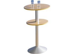 3700245520178 - Bistrotisch mit Gusseisenfuß 2 Tischplatten Abstand 30 cm Buche-Dekor Säule alufarben kaiserkraft