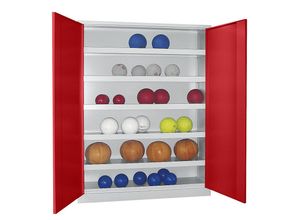 4055955113356 - Ball-Flügeltürschrank Höhe 1950 mm mit Vollblech-Türen Breite 1500 mm grau   rot