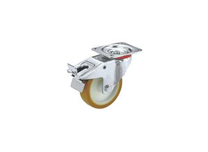 4053357028452 - Polyurethan-Reifen auf Polyamid-Felge Rad-Ø x Breite 125 x 38 mm Tragfähigkeit 200 kg Lenkrolle mit Doppelstopp Gleitlager Wicke