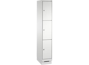 4053597559846 - EVOLO Fächerschrank mit Sockel 1 Abteil 3 Fächer Abteilbreite 300 mm lichtgrau