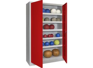 4055955094471 - Ball-Flügeltürschrank Höhe 1950 mm mit Vollblech-Türen Breite 1000 mm grau   rot