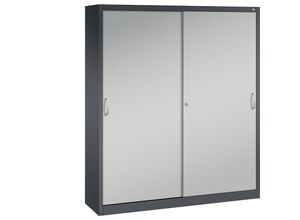 4063332004562 - C+P Schiebetürenschrank Acurado H1950xB1600xT400mm Korpus Schwarzgrau Fronten Weißaluminium Anzahl Fächer 6