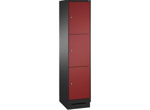 4056211572474 - EVOLO Fächerschrank mit Sockel 1 Abteil 3 Fächer Abteilbreite 400 mm schwarzgrau   rubinrot