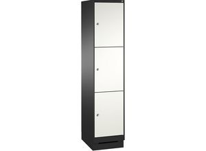 4056211572450 - EVOLO Fächerschrank mit Sockel 1 Abteil 3 Fächer Abteilbreite 400 mm schwarzgrau   verkehrsweiß