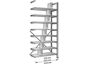 4260035210157 - Ordner- und Archiv-Steckregal verzinkt Höhe 3000 mm einseitig Boden-BxT 800 x 300 mm Anbaufeld