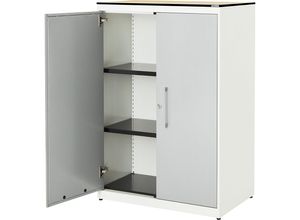 4250633328446 - mauser Flügeltürenschrank HxB 1168 x 800 mm HPL-Vollkernplatte 2 Fachböden reinweiß   weißaluminium   Ahorn