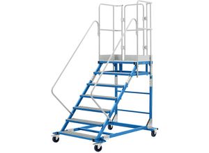 4054666010961 - eurokraft pro Plattformtreppe mit Gitterrosteinlagen Plattformgröße 810 x 510 mm 7 Stufen