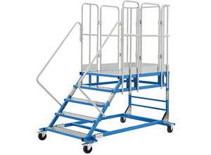 4054666010923 - eurokraft pro Plattformtreppe XXL mit Aluminiumeinlagen Plattformgröße 810 x 1250 mm 5 Stufen