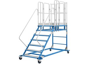 4054666010909 - eurokraft pro Plattformtreppe XXL mit Aluminiumeinlagen Plattformgröße 810 x 1250 mm 7 Stufen