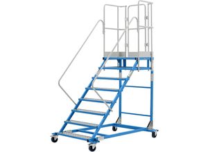 4054666011012 - eurokraft pro Plattformtreppe mit Aluminiumeinlagen Plattformgröße 810 x 510 mm 8 Stufen