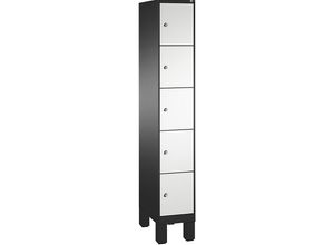 4056211568378 - EVOLO Fächerschrank mit Füßen 1 Abteil 5 Fächer Abteilbreite 300 mm schwarzgrau   lichtgrau