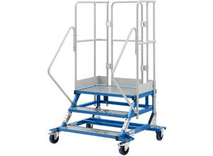 4054666011067 - eurokraft pro Plattformtreppe mit Aluminiumeinlagen Plattformgröße 810 x 510 mm 3 Stufen