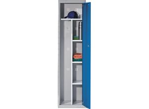 4061753005366 - eurokraft basic Garderobenschrank-System mit Grund- und Anbauelementen mit Grund- und Anbauelementen HxBxT 1800 x 450 x 500 mm 1 Hutboden 3 Fachböden lichtgrau   lichtblau Grundelement