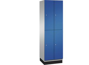 4059369453435 - CAMBIO Fächerschrank mit Garderobenstange 4 Fächer Korpus weißaluminium   Tür enzianblau Breite 600 mm