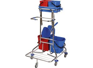 4250128203890 - Reinigungswagen-Set LxBxH 750 x 650 x 1220 mm verchromt Fransenmopp-Set kaiserkraft