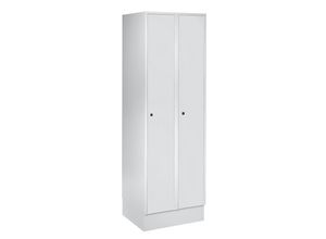 4250618209173 - Garderobenschrank mit Sockel HxBxT 1800 x 600 x 500 mm 2 Abteile lichtgrau