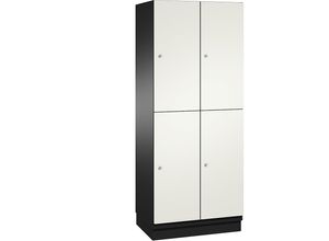 4059369448578 - CAMBIO Fächerschrank mit Garderobenstange 4 Fächer Korpus schwarzgrau   Tür reinweiß Breite 800 mm