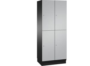 4059369453947 - CAMBIO Fächerschrank mit Garderobenstange 4 Fächer Korpus schwarzgrau   Tür weißaluminium Breite 800 mm