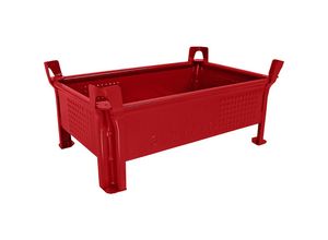 4251572702236 - Heson Stapelbehälter aus Stahlblech niedrige Bauform Wände geschlossen BxL 500 x 800 mm Traglast 1000 kg rot ab 10 Stk