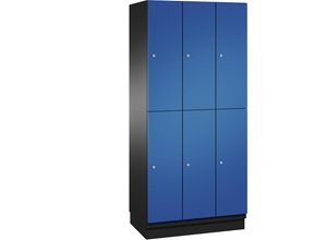 4059369694968 - CAMBIO Fächerschrank mit Garderobenstange 6 Fächer Korpus schwarzgrau   Tür enzianblau Breite 900 mm