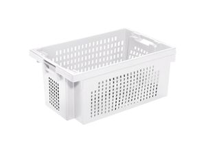 4004950701938 - Drehstapelbehälter aus HDPE Volumen 32 l Wände und Boden durchbrochen naturweiß kaiserkraft