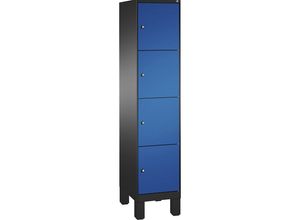 4056211568781 - EVOLO Fächerschrank mit Füßen 1 Abteil 4 Fächer Abteilbreite 400 mm schwarzgrau   enzianblau