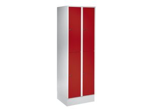 4250618209227 - Garderobenschrank mit Sockel HxBxT 1800 x 600 x 500 mm 4 Fächer feuerrot