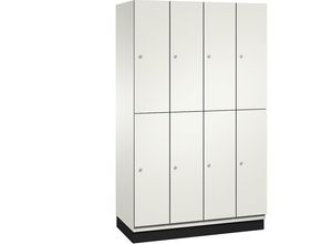 4059369696153 - CAMBIO Fächerschrank mit Garderobenstange 8 Fächer Korpus reinweiß   Tür reinweiß