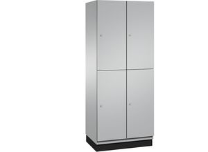 4059369453800 - CAMBIO Fächerschrank mit Garderobenstange 4 Fächer Korpus weißaluminium   Tür weißaluminium Breite 800 mm