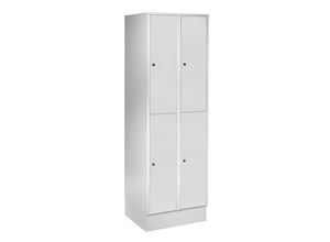 4250618209319 - Garderobenschrank mit Sockel HxBxT 1800 x 600 x 500 mm 4 Fächer lichtgrau