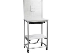 4260581620042 - Alu-Profil Computer-Arbeitsplatz mobil LxBxH 750 x 500 x 1765 mm Tragfähigkeit 200 kg ab 5 Stk kaiserkraft