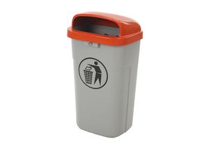 8713631008858 - Außen-Abfallbehälter feuerfest Volumen 50 l BxHxT 435 x 755 x 345 mm grau orange