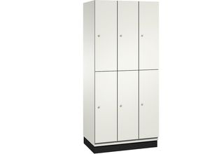 4059369694845 - CAMBIO Fächerschrank mit Garderobenstange 6 Fächer Korpus reinweiß   Tür reinweiß Breite 900 mm