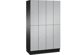 4059369696733 - CAMBIO Fächerschrank mit Garderobenstange 8 Fächer Korpus schwarzgrau   Tür weißaluminium