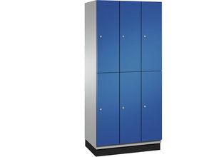 4059369694883 - CAMBIO Fächerschrank mit Garderobenstange 6 Fächer Korpus weißaluminium   Tür enzianblau Breite 900 mm