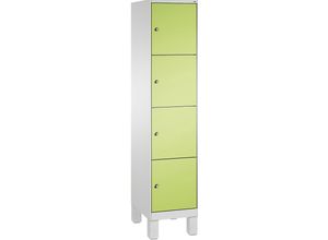 4056211568866 - EVOLO Fächerschrank mit Füßen 1 Abteil 4 Fächer Abteilbreite 400 mm lichtgrau   viridingrün