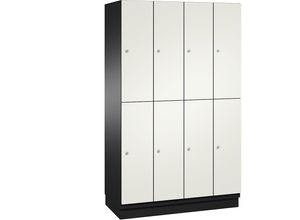 4059369448479 - CAMBIO Fächerschrank mit Garderobenstange 8 Fächer Korpus schwarzgrau   Tür reinweiß