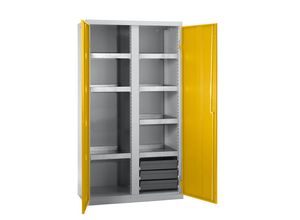 4031068146696 - Umweltschrank ohne Türlochung HxBxT 1800 x 1000 x 500 mm 7 Wannenböden lichtgrau   signalgelb